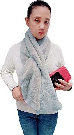 Lina & Lily Écharpe à Poche Zippée Cachée en Fausse Fourrure pour Femme Hiver (Gris Clair)