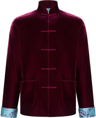 Shanghai Tang Winding Stream Party Jacke aus Samt - Rot