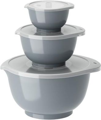 Rosti Mepal Margrethe Set de 3 Bols M&eacute;langeurs en Plastique - 3 Couvercles Inclus - Saladiers Herm&eacute;tiques - Saladiers Herm&eacute;tiques - 0,25 litre, 0,75 litre et 3 li