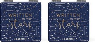 Legami Spiegel mit Vergr&ouml;&szlig;erungsspiegel, ohne Verzerrung, ideal f&uuml;r Handtasche und Reisen, 6 x 6 cm, Sternmotiv (Packung mit 2)