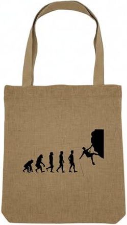 Fabulous Sac Shopping Tote Bag Aspect Lin - Evolution Escalade Grimpe Sport Athl&egrave;te - Sac de Courses Toile Epaisse 360g Beige Naturel Cabas Port&eacute; Epaule Solide