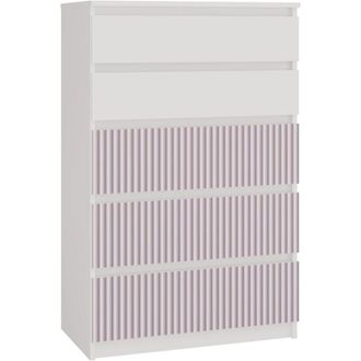 Topeshop Cdf Kommode Malwa M5 Farbe: Wei&szlig;/Rosa Schrank f&uuml;r Dokumente, Kleinigkeiten Ideal f&uuml;r Wohnzimmer, Schlafzimmer, Kinderzimmer, Jugendzimmer 5 ger&auml;umige