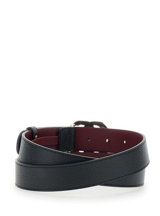 Gucci Womens Leather Belt With Gg Buckle, Black Calf