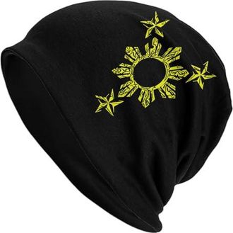 Generic Homme Femme Bonnets De Ski &Eacute;toiles Et Soleil Philippins Bonnets Tricot&eacute; Classique Hiver Chapeaux Doux Bonnet dhiver pour Ski Course Patinage