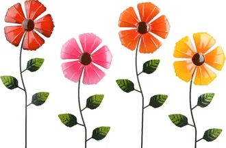 Decoris Dekofigur Blume 55cm Metall 1 Stück Sortiert - Wetterfester Outdoor Gartenstecker - Außendeko Metallstecker Dekoblume - Gartendeko Metallfigur Außenbe