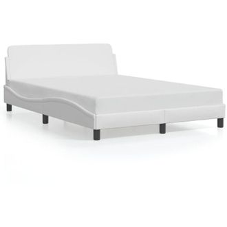 vidaXL Cadre de lit avec t&ecirc;te de lit Blanc 140x200 cm Similicuir