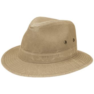 Stetson Organic Cotton Travellerhut Herren Stoffhut aus Bio-Baumwolle mit UV-Schutz 40+ Nachhaltiger Baumwollhut Sonnenhut Fr&uuml;hjahr Sommer beige XXL (62-63 cm