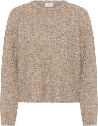Kaffe Maille &agrave; col rond - Femme - Pulls - Beige - Taille: 42 FR