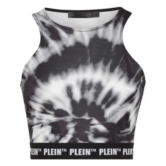 Philipp Plein Femme, Tops, Noir, Taille: 36 FR Tank Crop Top Tie Dye