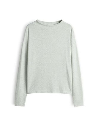 OPUS Langarmshirt Sicozy aus Viskose mit weicher Struktur Gerader Schnitt mit Stehkragen f&uuml;r klare Layering-Looks