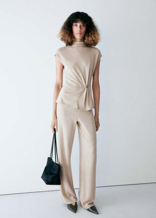 Mango Pantalon en maille extensible sable - Femme - XXS - MANGO