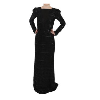 John Richmond Seidenes- bodenlanges Pailletten-Galakleid - - Dresses - Damen - Schwarzk - XS