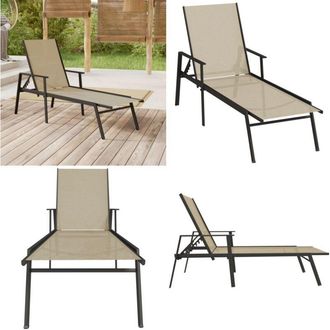 vidaXL Vidaxl - Sonnenliege Stahl und Textilene Creme - Sonnenliege - Gartenliege - Stahlgartenm&ouml;bel - Textilene Gartenm&ouml;bel - Wetterfeste M&ouml;bel - Home &