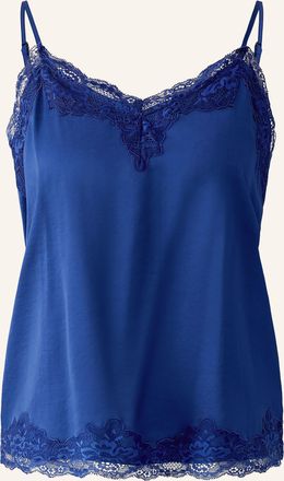 Oui Satintop Mit Spitze blau
