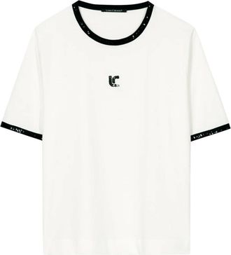 Luisa Cerano Femme, Tops, Blanc, Taille: 44 FR T-Shirt avec Broderie Logo