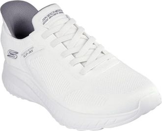 Skechers Squad Chaos-Solid Step Slip-ins-Sneaker f&uuml;r Herren, Wei&szlig;er Strick, 12 UK Wide