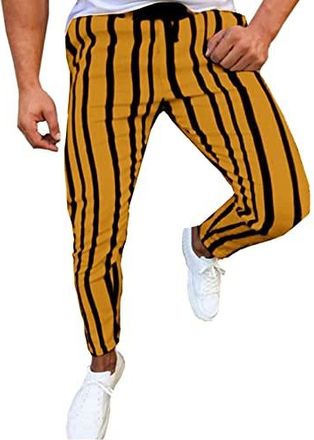 Generic Pantalon ray&eacute; noir et blanc pour homme, pantalon de costume, pantalon de jogging, coupe ajust&eacute;e, confortable, streetwear, randonn&eacute;e, affaires et loisi