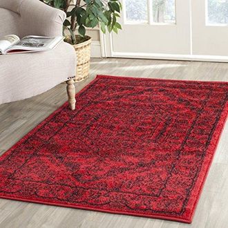 Safavieh Traditionell Teppich für Wohnzimmer, Esszimmer, Schlafzimmer - Adirondack Collection, Kurzer Flor, Rot und Schwarz, 91 X 152 cm