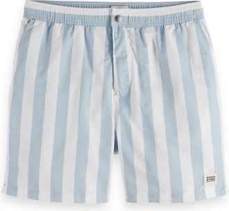 Scotch & Soda Mens Striped mid-Length Swimshort Board Shorts, Sky Blue Stripe, XXL