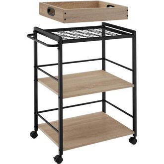 TecTake Chariot de service Style industriel Bois et acier clair