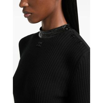 Courr&egrave;ges Vinyl High Neck Sweater - Black