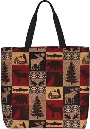 Generic Ours Cerf Poisson Sac Fourre-Tout D&eacute;contract&eacute; Tote Bag Imperm&eacute;able Sac Cabas Pour Travail Universit&eacute; Shopping