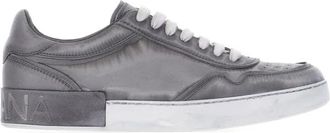 Dolce & Gabbana Homme, Chaussures, Gris, Taille: 43 EU Baskets en cuir de veau Portofino