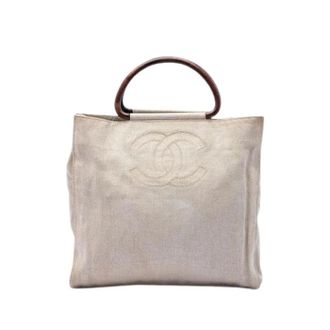 Chanel Sac Cabas Pre-owned en Toile - Femme - Pre-owned - Beige - Taille: ONE Size