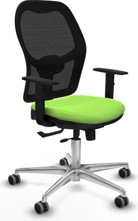 Piqueras y Crespo B&uuml;rostuhl mit 1D-Armlehnen, ausgestattet mit Syncro/Traslack und injiziertem Schaum, mit Rollen von 65 mm, Parkett, Schwarz/Pistazie