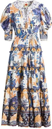 Farm Rio SUMMER FLOWERS OFF-WHITE MAXI DRESS