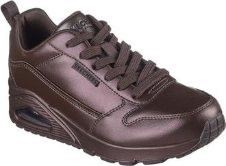 Skechers Baskets Uno Galactic Gal pour Femme, Jersey Duraleather Chocolat, 38.5 EU
