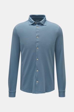 Fedeli Herren - Piqu&eacute;-Hemd Steve schmaler Kragen rauchblau