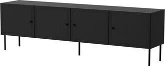 Dmora Piode TV-Schrank, Wohnzimmer-Sideboard mit vier Flügeltüren, hochgezogen, 201x40 h60 cm, schwarz