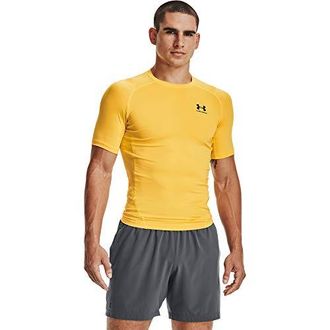 Under Armour T-Shirt Fonctionnel &agrave; Manches Courtes UA HG Armour Comp SS &agrave; s&eacute;chage Rapide pour Homme, Taxi (790)/Noir, L