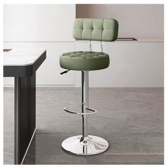 Generic H&ouml;henverstellbarer Drehhocker mit R&uuml;ckenlehne, K&uuml;chenstuhl Aus Pu-Kunstleder f&uuml;r K&uuml;chentheke, Essbereich, 60-80 cm