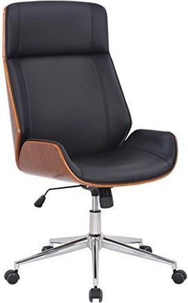 Clp Chaise de Bureau Ergonomique avec accoudoirs Varel, Chaise de Bureau avec piétement Moderne pivotant et réglable en Hauteur, Couleur:Noyer/Noir