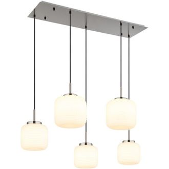 Globo Lighting Pendelleuchte H&auml;ngelampe Deckenleuchte Metall Glas Esszimmerleuchte 5-Flammig