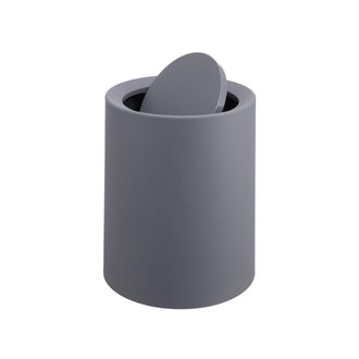 Relaxdays M&uuml;lleimer, 13 Liter, Schwingdeckel, Inneneimer, Matter Kunststoff, runder Abfalleimer Bad & K&uuml;che, dunkelgrau