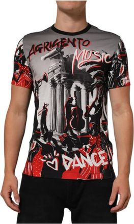 Dolce & Gabbana Homme, Tops, Multicolore, Taille: M T-shirt Agrigento Dance Jazz Music Print