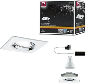 Paulmann 936.74 Einbauleuchte LED Nova Plus eckig 1x6W GU10 Wei&szlig; matt, Chrom schwenkbar dimmbar zum Kombinieren mit den Paulmann Downlight CombiSystems Basic-S