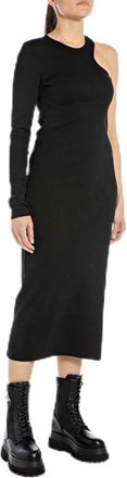 Replay Damen Kleid Langarm Asymmetrisch, Black 098 (Schwarz), XXS