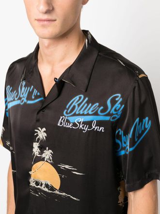 Blue Sky Inn Logo-Print Viscose Shirt - Black