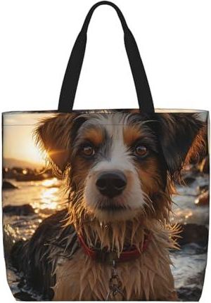 Generic Chiens Et Plage Sac &Agrave; Bandouli&egrave;re Imperm&eacute;able Sacs De Courses L&eacute;ger Sac A Main Femme Pour Quotidienne Universit&eacute; Shopping