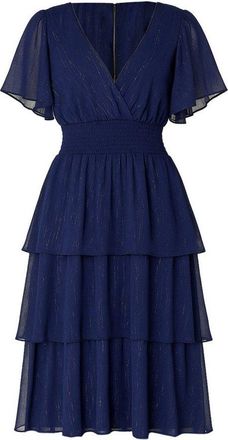 Goddiva Midikleid Chiffon Layered Flutter Sleeve Midi Dress knielang