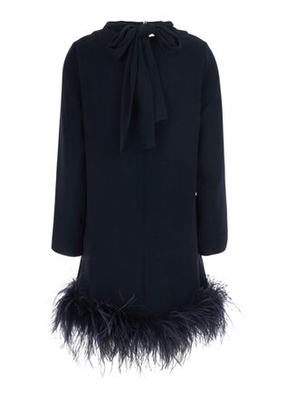 P.A.R.O.S.H. Womens Dress Feathers Black Tech Fabric Polyester