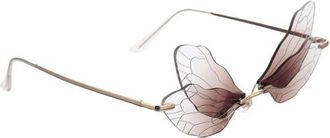 SOLUSTRE Lunettes de Soleil sans Monture Unisexes DAiles de Libellule Marron L&eacute;g&egrave;res et Originales Lunettes de Mode Irr&eacute;guli&egrave;res Adapt&eacute;es aux Vacances et Sorti