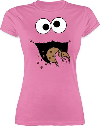 Shirtracer Shirt Damen - Karneval & Fasching - Keks Monster I Kr&uuml;melmonster I Cookie Monster Fastnacht I Fasnacht I Fasnet - XXL - Rosa - Partner t-Shirts f&uuml;r si