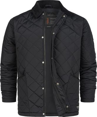 Indicode Herren INDram Steppjacke mit Cordkragen und Rautensteppung | Daunenjacke für Männer Black, XXL