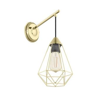 Eglo Wandlampe Tarbes, 1 flammige Wandleuchte, Wandbeleuchtung für Innen aus Metall in Messing-Gebürstet, Wohnzimmerlampe, Flurlampe mit E27 Fassung