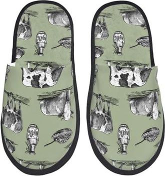 Generic Fourrure Pantoufles Croquis De Vaches De Ferme Cool Unisexe Slippers Cozy Chaussons Maison Pour Femmes Chambre Int&eacute;rieur M